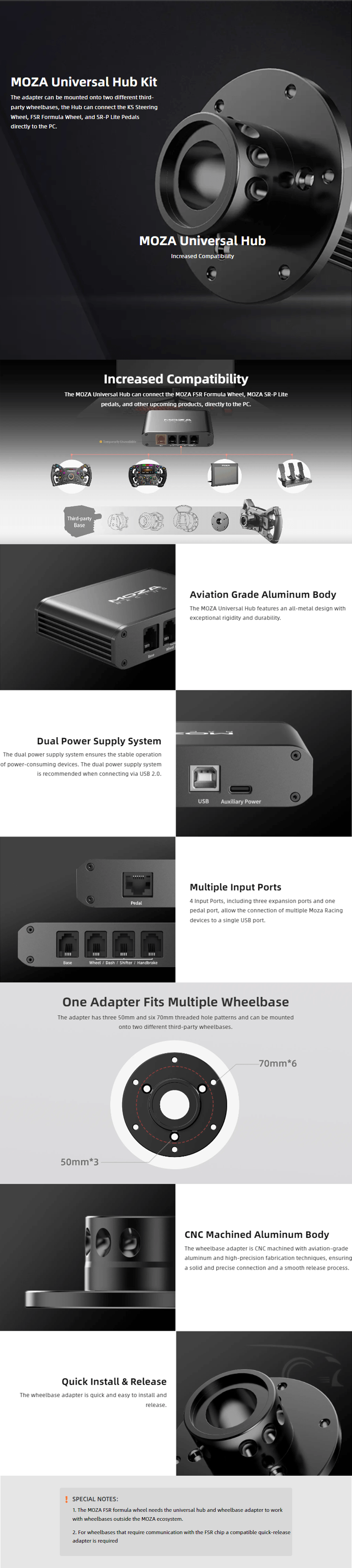 Moza Universal Hub and Third Party Wheel Base Mount Adapter